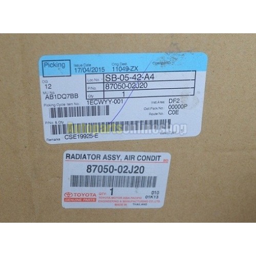 Original Toyota Radiator Assy, Air Conditioner 87050-02J20